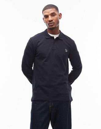 Paul Smith Polo &agrave; manches longues et logo z&egrave;bre - Bleu marine