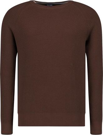 Olymp Herren Pullover braun Baumwolle unifarben