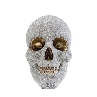 Kare Design Design Spardose Skull Crystals, Wei&szlig;/Gold, Spardose,Totenkopf, Kristall, handgearbeitet, Unikat, 17x14x23 cm (H/B/T)