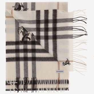 Burberry Cashmere Check Scarf - White