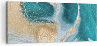 Arttor Panorama Bilder auf Leinwand 100x40cm Leinwandbild Golden Türkis Hintergrund Groß Wanddeko Bild Schlafzimmer Küche Wandbilder Dekoration Wohnzimmer Wa