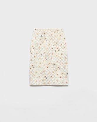 Prada Rock aus gestepptem Satin mit Blumenprint