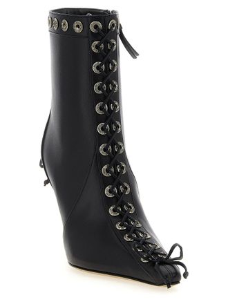 Mach & Mach Crystalized Corset Ankle Boot - Black