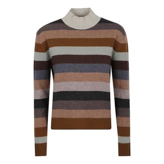 Tory Burch Gestreifter Woll-Kaschmir-Pullover Braun - - Knitwear - Damen - Mehrfarbig - M