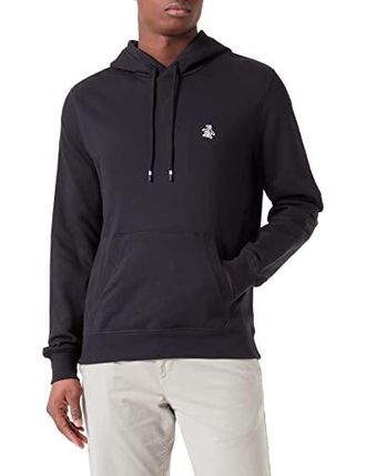 Original Penguin L/S Sticker Pete Pull à Capuche en Polaire Sweatshirt, Noir véritable, M Homme