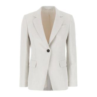 Brunello Cucinelli Femme, Vestes, Blanc, Taille: 38 FR Veste en coton et lin