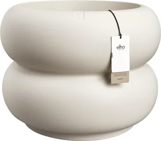 ELHO Amber Roll Low 60 - Blumentopf für Innen und Außen - 100% recyceltes Plastik - Ø 59.9 x H 46.1 cm - Weiß/Leinenweiß