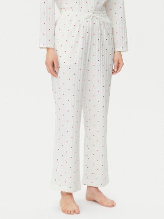 Hunkem&ouml;ller Pyjamahose Jacquard Hearts 301504 Wei&szlig; Relaxed Fit