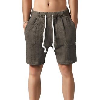 Generic Short d&eacute;t&eacute; pour homme - Tricot&eacute; jacquard - Streetwear - D&eacute;contract&eacute;, kaki, XL
