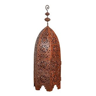 Biscottini International Große Schmiedeeiserne Laterne für den Außenbereich 26 x 26 x 88 cm | Dekorative Bodenlaterne mit Lochmuster in Grau