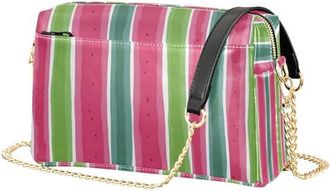 Mnsruu Sacs à bandoulière pour femme, sac à main en cuir motif pastèque à rayures