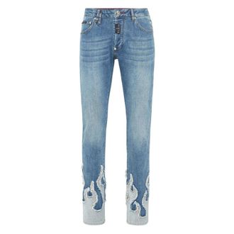 Philipp Plein Denim Super Straight Cut Fit Hose Flame - - Jeans - Herren - Blau - W33