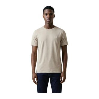 Calvin Klein Jeans Homme, Tops, Beige, Taille: 2XL T-shirt &agrave; Manches Courtes et Col Rond en Coton