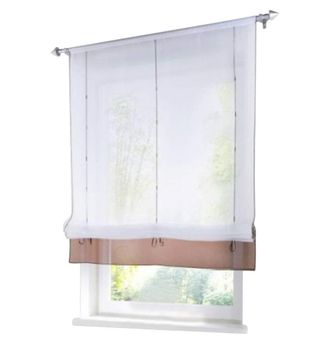 Liya 1 St&uuml;ck Raffrollo mit Tunnelzug B&auml;ndchenrollo Voile Transparent Vorhang (BxH 100x155cm, Braun)