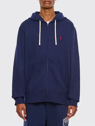 Polo Ralph Lauren Sweat &agrave; capuche zipp&eacute; en coton m&eacute;lang&eacute; avec logo Pony