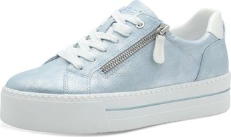 Jana Damen Plateau Sneaker mit Reißverschluss Vegan, Blau (Sky Metallic), 40 EU