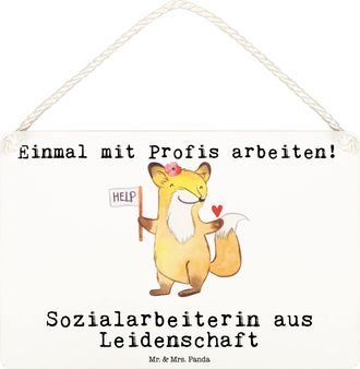 Mr. & Mrs. Panda Holzschild Sozialarbeiterin Leidenschaft DIN A6 - Geschenk, Türschild, Schild, Küchenschild, Familie, holzbild, wandtafel