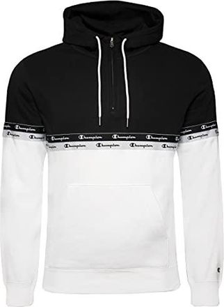 Champion American Tape Half Zip Sweatshirt &agrave; Capuche, Blanc, S Homme