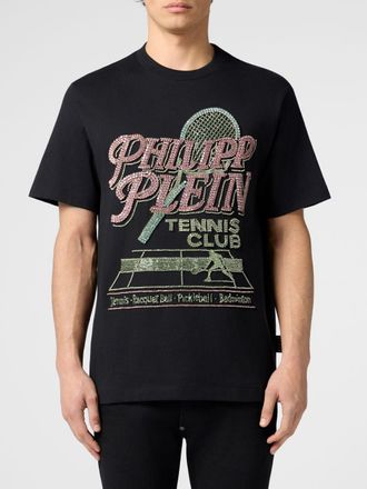 Philipp Plein Tennis Club Baumwoll-T-Shirt von mit gesticktem Strass-Logo