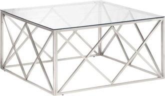 vidaXL Couchtisch Silbern Edelstahl und Hartglas Vidaxl