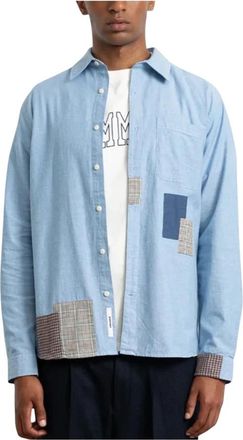 Edmmond Studios Meet & Grid Shirt - - Shirts - Herren - Blau - M