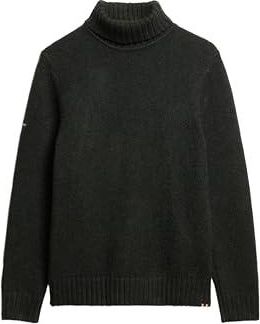 Superdry Pull &agrave; col roul&eacute; rugueux pour homme, Noir d&eacute;lav&eacute;, L