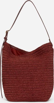 Arket Gef&uuml;tterte Strohtasche -Orange