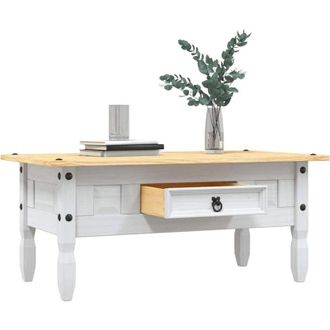 vidaXL Couchtisch Mexiko-Stil Kiefernholz Wei&szlig; 100x55x44 cm - Vidaxl