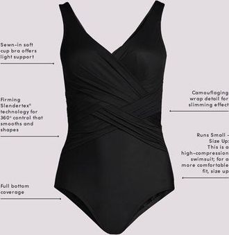 Lands End Shape-Badeanzug mit Soft Cups Gemustert SLENDER, Damen, Größe:48 plus, Blau, Nylon-Mischung, by Lands End