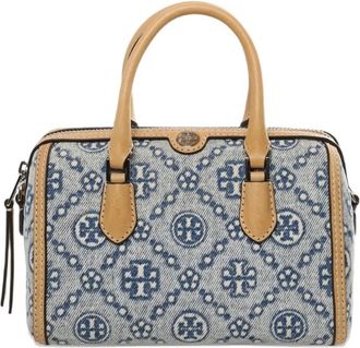 Tory Burch Femme, Sacs, Bleu, Taille: ONE Size T Monogram Denim Petite Barrel Bag