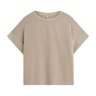 Summum Boxy Top Soft Lurex Jersey - - Tops - Damen - Beige - 2XL