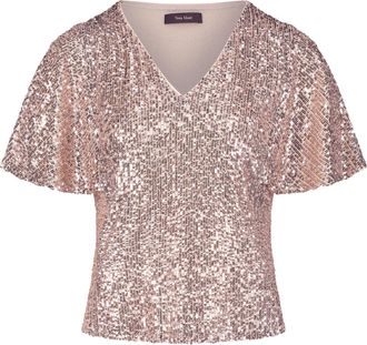 Vera Mont Damen Blusenshirt Kurzarm 44, Cream/Gold