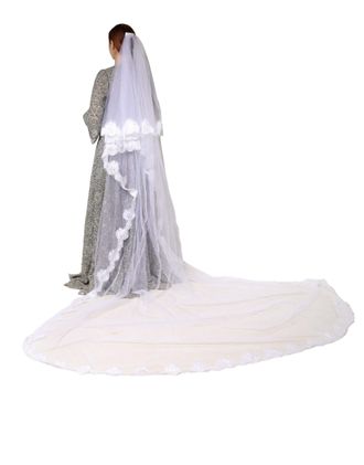 Dolce & Gabbana Womens White Floral Lacenylon Floor Length 3m Long Veil Nylon Cotton Accessory