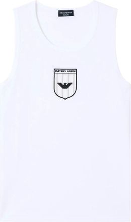 Emporio Armani Homme, Tops, Blanc, Taille: M D&eacute;bardeur Icon en jersey interlock avec broderie
