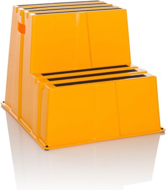 hjh OFFICE Tritthocker 2 Stufen bis 150kg belastbar TIO-E2 Kunststoff, Rutschfester Tritt, Schemel f&uuml;r Zuhause und Gewerbe, 51 x 57 x 65 cm, Gelb