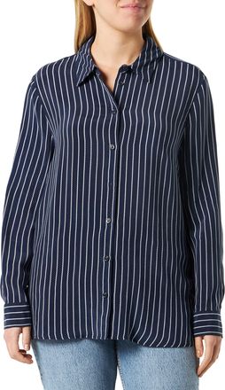 Tommy Hilfiger Damen Bluse Cupro Rope Hemdbluse, Blau (Rope Stripes/Carbon Navy/White), 38