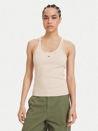 Tommy Jeans Top Racerback DW0DW22264 Hellbeige Slim Fit