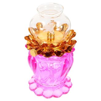 DOITOOL Vintage &Ouml;l Lampe mit Farbigem Glas Retro Kerosinlampe ohne &Ouml;l Stabile Lotusblumenform Dekorative Innenraum &Ouml;llampe f&uuml;r Zuhause und Hochzeit Antike Not