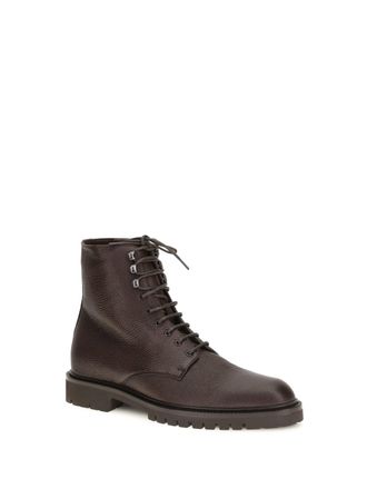 Brunello Cucinelli Mens Lace-Up Ankle Boots Dark Brown