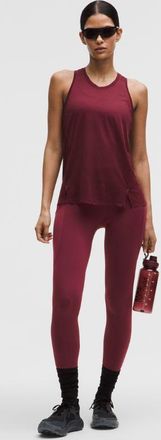 lululemon Fast and Free Leggings aus Fleece mit hohem Bund Taschen f&uuml;r Frauen - 71 cm - Gr&ouml;&szlig;e 10 in Burgundy Bay