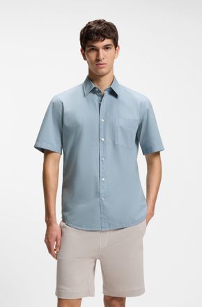 Boss Orange by Hugo Boss Kurzarmhemd BOSS ORANGE, Herren, Gr. XL, N-Gr, light, pastel blau458, Web, Obermaterial: 100% Baumwolle, unifarben, regular fit normal, Rundhals, abge