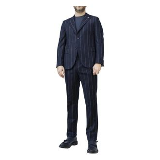 Luigi Bianchi Mantova Homme, Costumes, Bleu, Taille: 2XL Abito monopetto gessato in lana