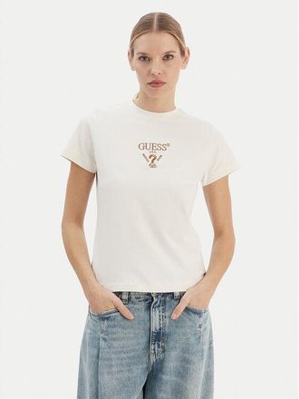 Guess T-Shirt V4YI21 KCDH1 &Eacute;cru Regular Fit