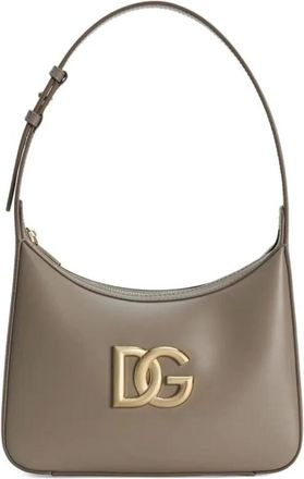 Dolce & Gabbana Femme, Sacs, Beige, Taille: ONE Size Sac bandouli&egrave;re en cuir avec logo DG