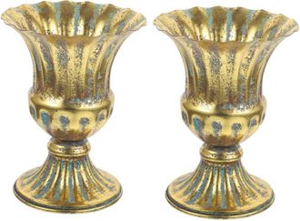 Valiclud 2 St&uuml;ck Teiliges Rustikales Eisenblumengef&auml;&szlig; Dekorative Vintage Metallvase mit Elegantem Design Vielseitig f&uuml;r Trocken Frischblumen Langlebig f&uuml;r Wohn