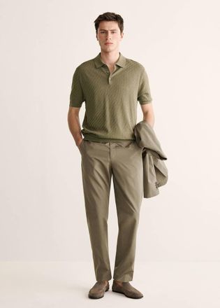 Mango Polo maille fine structur&eacute; kaki - Homme - XL - MANGO MAN