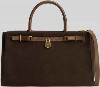 Tommy Hilfiger Henkeltasche aus echtem Veloursleder mit Logo-Detail