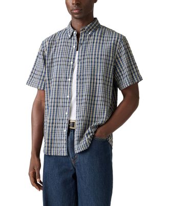 Levi's Herren Authentic Hemd mit kurzen Ärmeln Kesey Plaid Vintage Indigo Blue XL