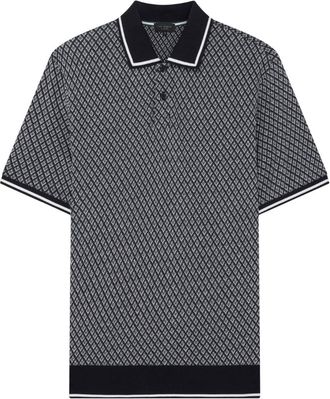Ted Baker Ss Regular Geo Textured Navy Poloshirt
