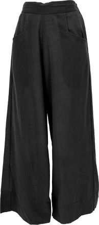 Guru Shop Boho Baumwollhose mit Hohem Bund, Bequeme Marlenehose - Schwarz, Damen, Baumwolle, Size:M